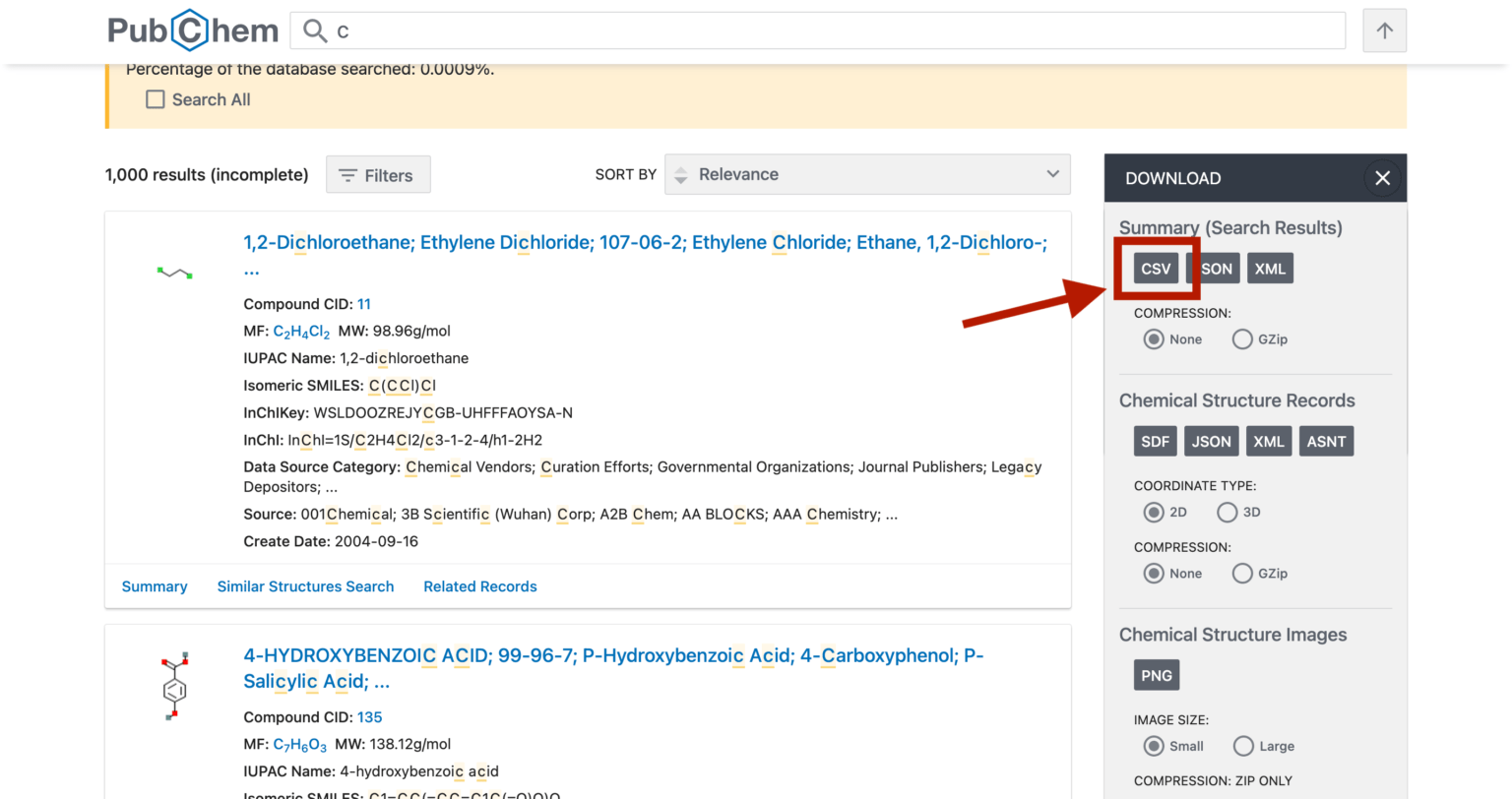 PubChemから化合物データを取得 | 化学とインフォマティクスと時々雑記